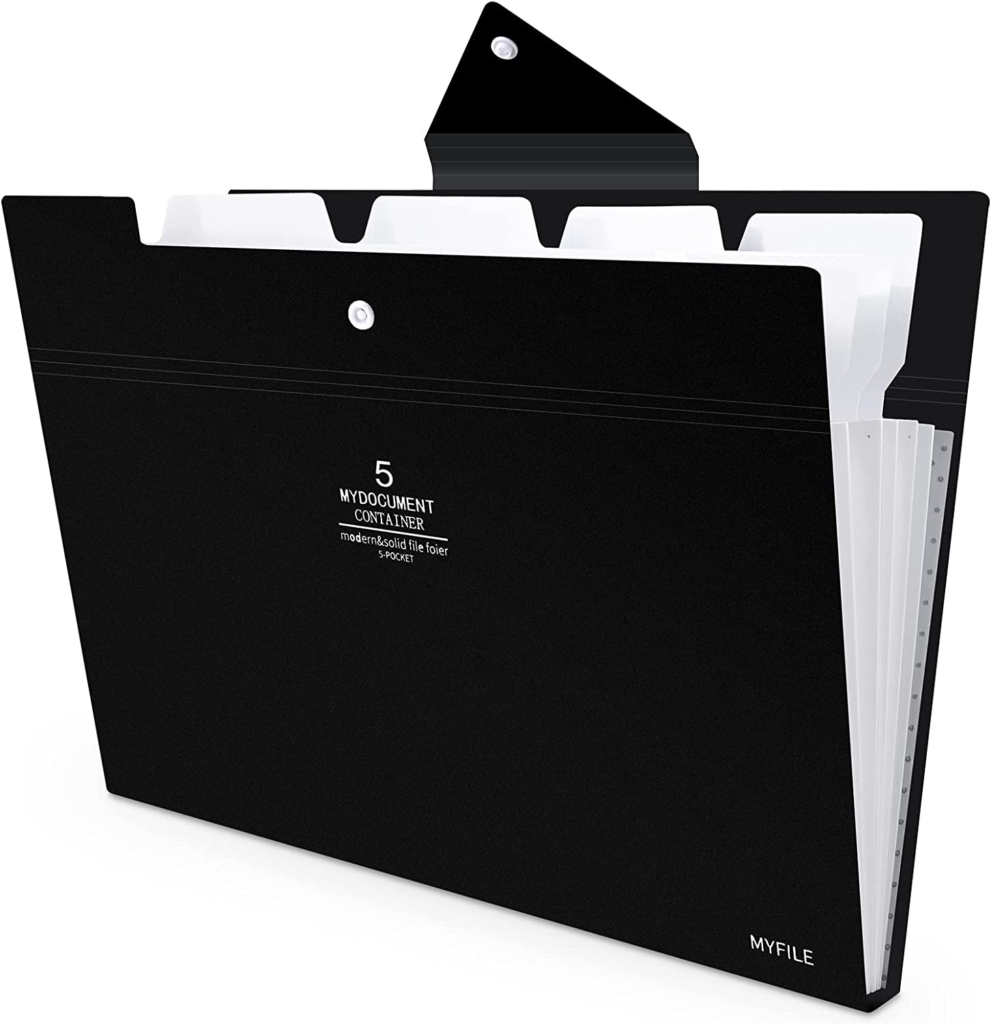 NISUN 5 Pocket Folder with Labels, A4/Letter Size Expanding Organizer ...